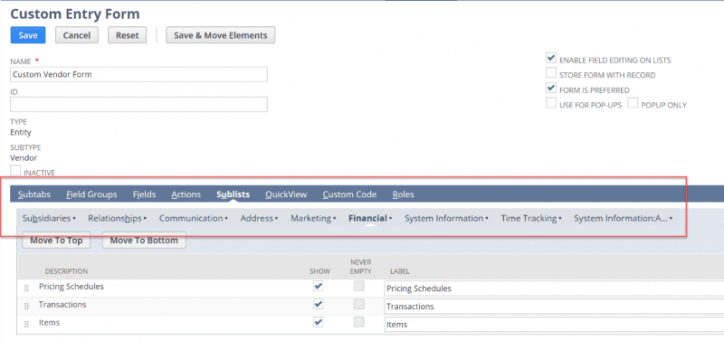 How to Create NetSuite Mandatory Sublists in Update 2018.1
