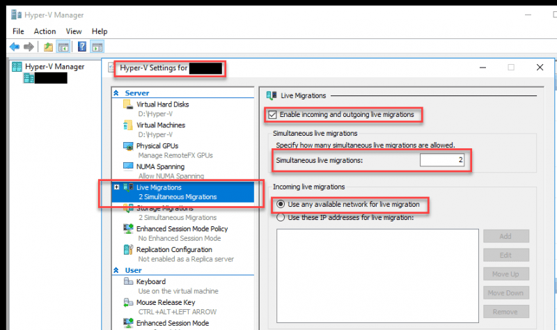Using Virtual Machine Live Migration to Move VMs to a New Host