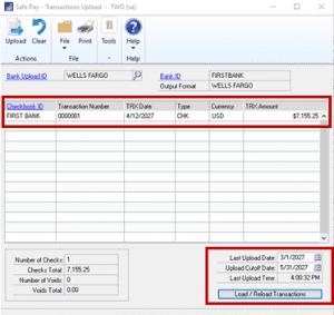 How to Set Up Safe Pay (Positive Pay) files from Dynamics GP