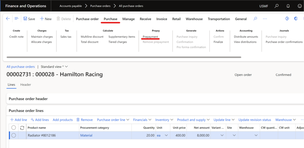 How to Process Purchase Order Prepayments in D365 - Sikich
