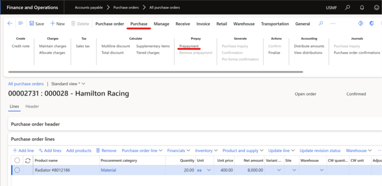 How to Process Purchase Order Prepayments in D365 - Sikich