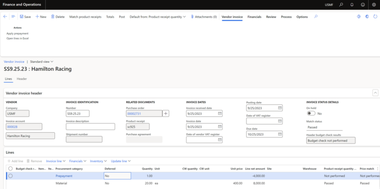 How to Process Purchase Order Prepayments in D365 - Sikich