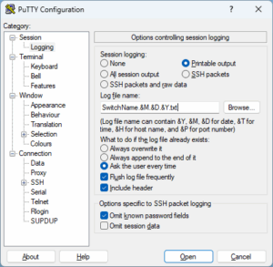 Efficiently using PuTTY to capture switch configuration details - Sikich